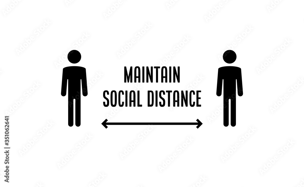 Social Distancing sign. Person standing at safe distance vector icons ...