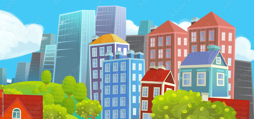 cartoon happy and funny scene of the middle of a city for different ...