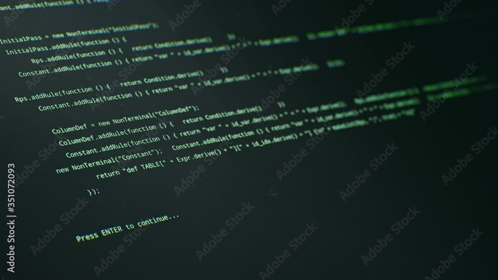 Source code scrolling 4K Animation. Program code hacking process. Old-school dust monitor or ...
