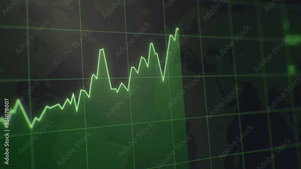 Dynamic animation of growing graph. Business success. Currency rate or ...