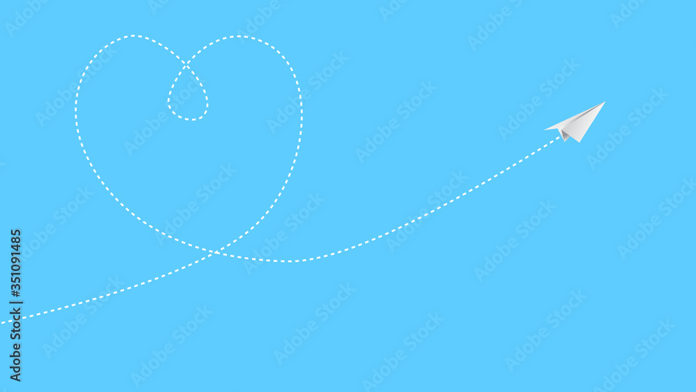 Paper airplanes flying over sky by heart concept. Stop motion animation ...