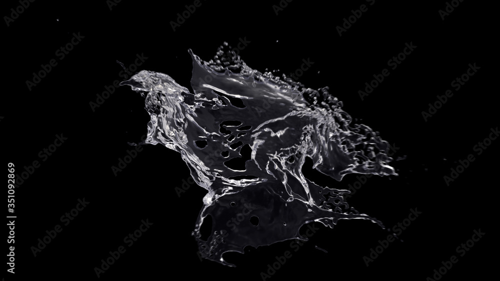 High Speed Water Splash Animation Floating in Air. Turbulent Fluid ...