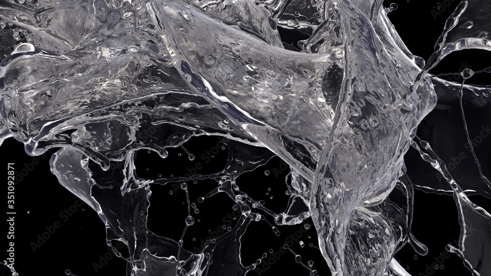High Speed Water Splash Animation Floating in Air. Turbulent Fluid ...