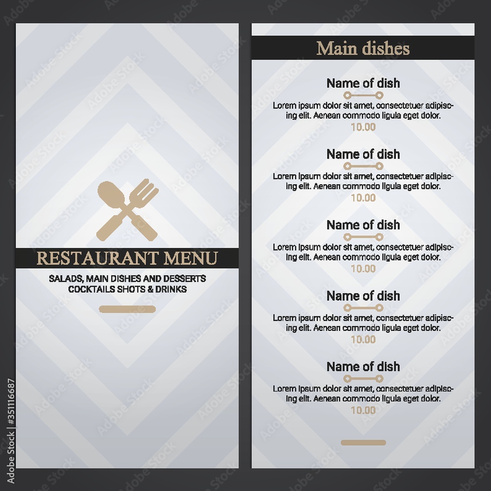 A restaurant menu. Stock Vector | Adobe Stock