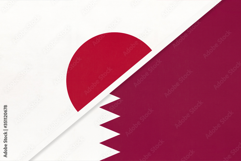 Japan and Qatar, symbol of two national flags. Relationship between ...