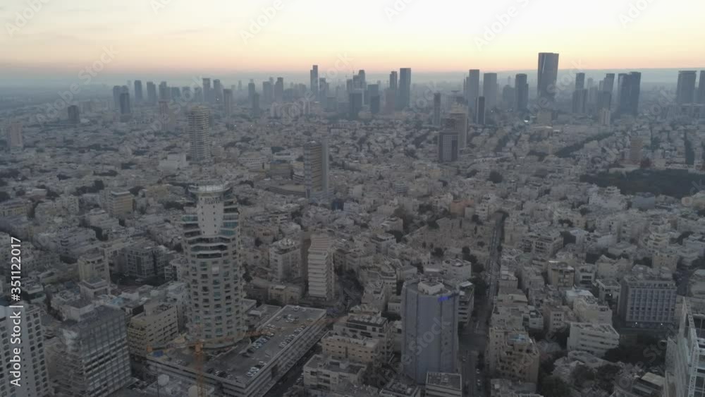 Video Stock Drone shot over metropolitan Tel Aviv city with skyscraper ...