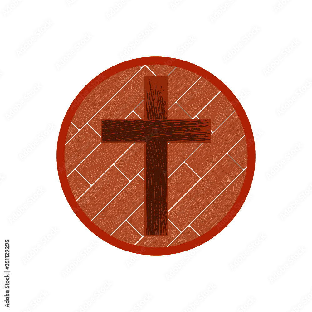 Simple traditional wooden christian cross, illustration isolated on ...