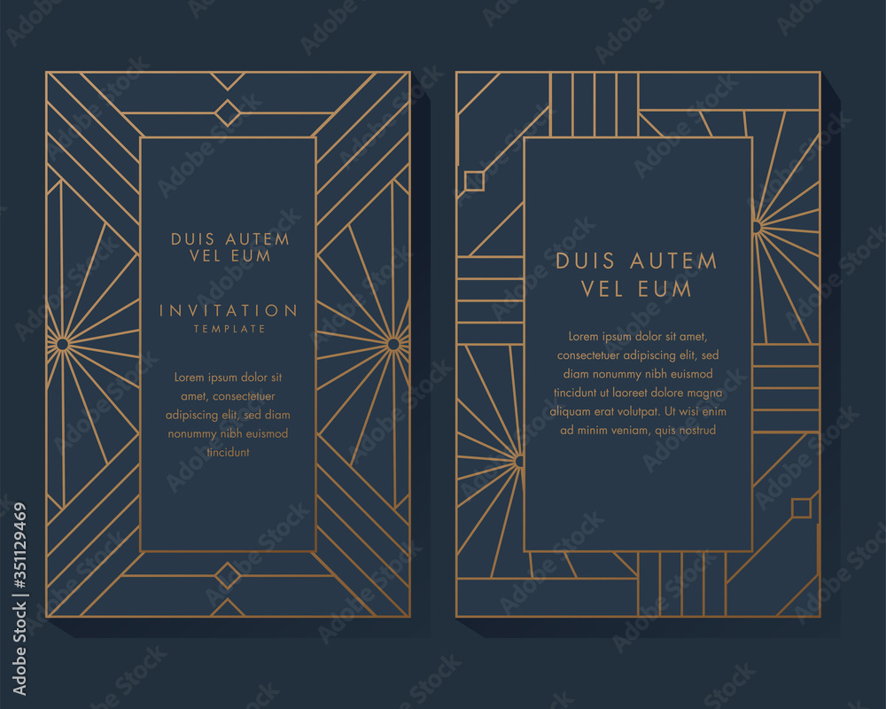 Blue and Gold Invitation Design Stock Vector | Adobe Stock