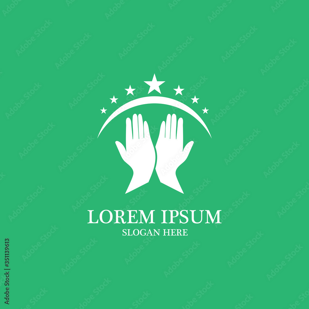 praying hands logo in green background Stock Vector | Adobe Stock