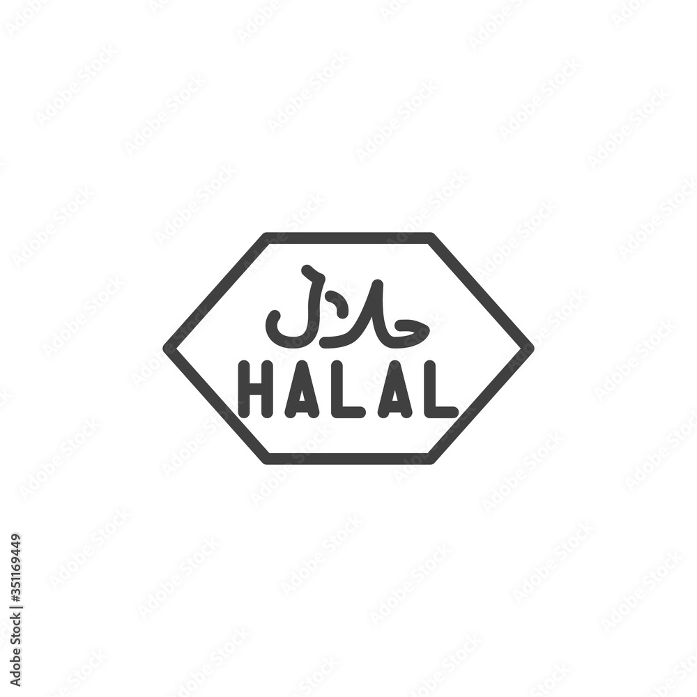 Halal food logo line icon. linear style sign for mobile concept and web ...