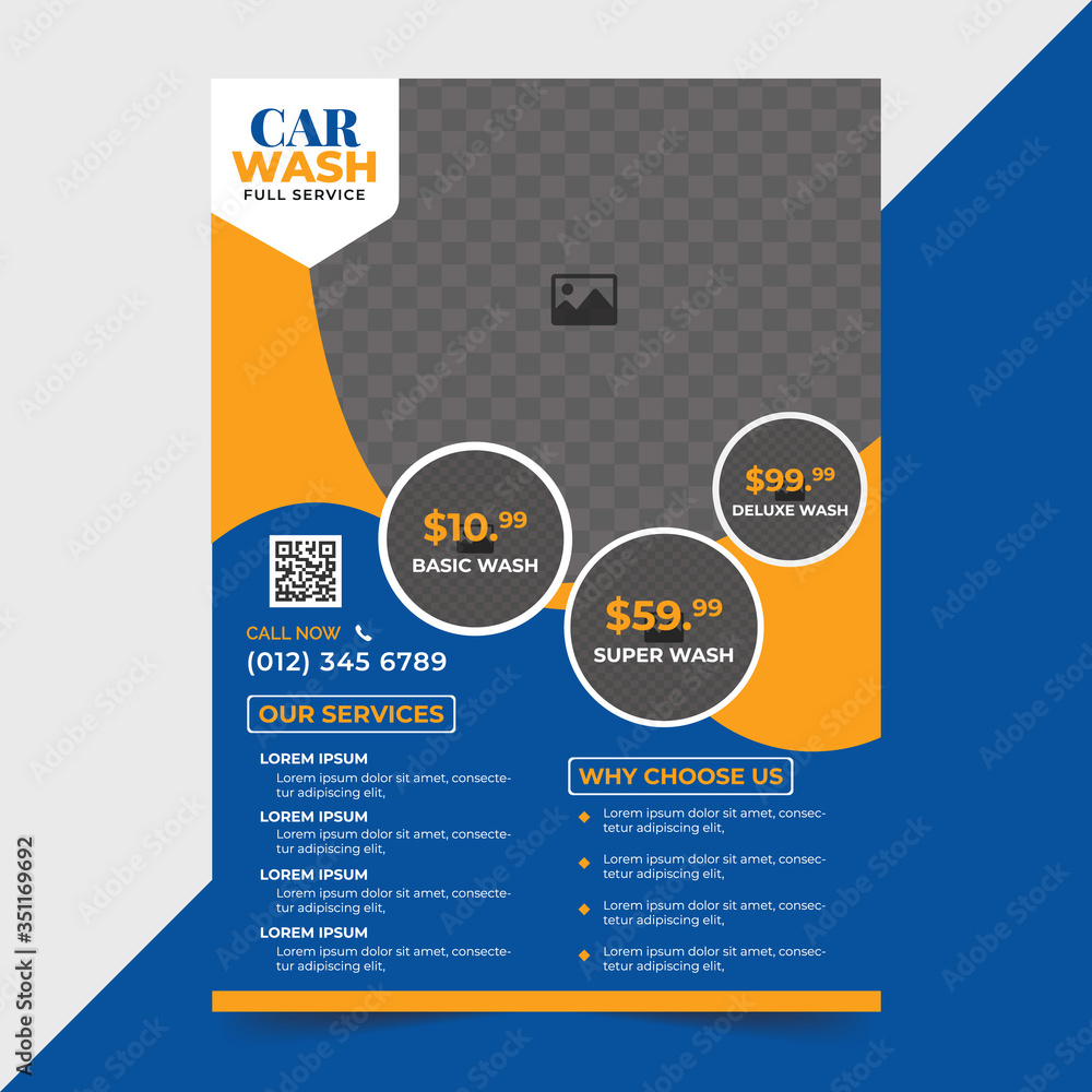 Car Washing Flyer Template Design Stock Vector | Adobe Stock