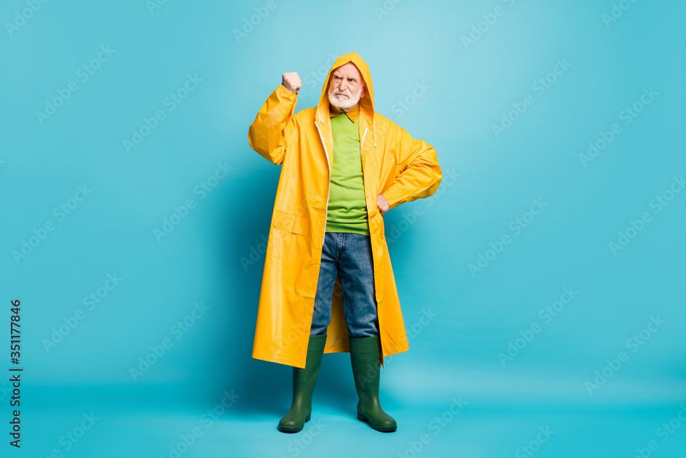 Full length body size view of his he nice dissatisfied quarrelsome grey ...