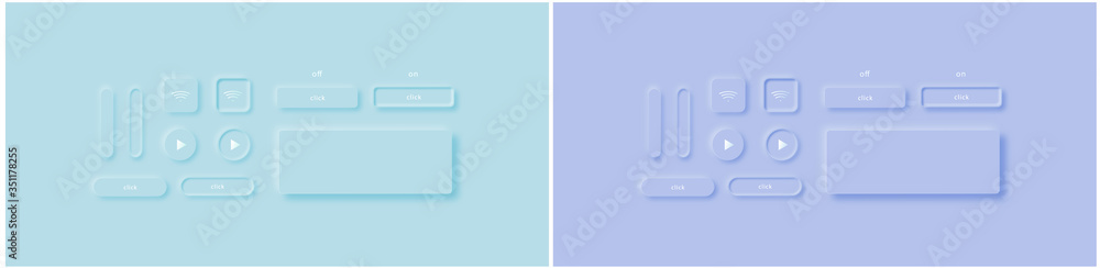 Vector set of different buttons in neumorphic/skeuomorphism style ...