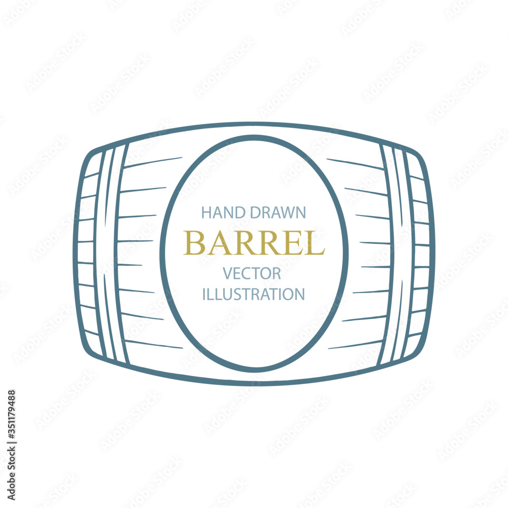 Barrel. Barrel hand drawn vector illustration. Outline wooden barrel ...