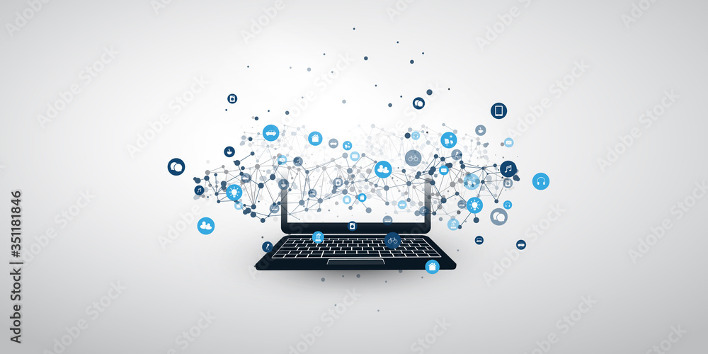 Internet of Things, Cloud Computing Design Concept with Icons and ...