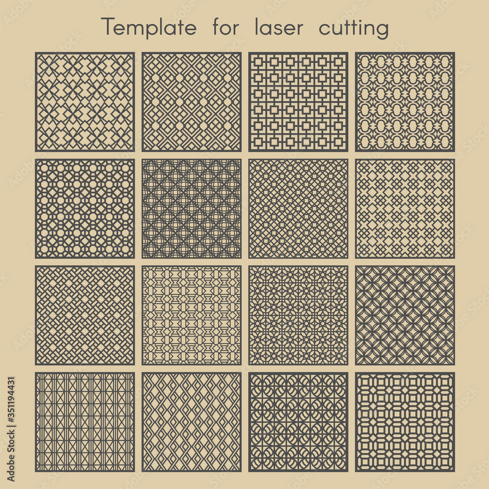 Templates for laser cutting. Big set square stencils for panels of wood ...