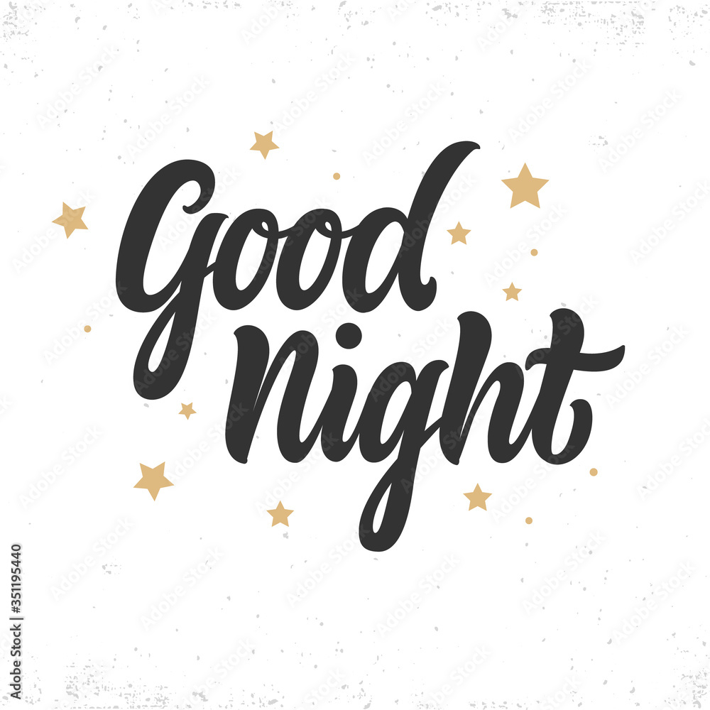 Good night Hand drawn lettering poster with little stars.Vector ...
