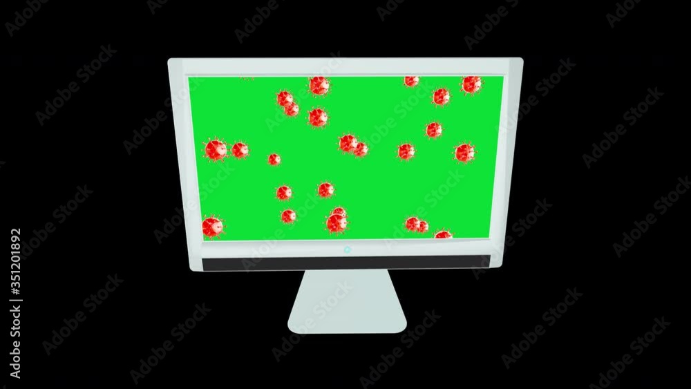 Animated High Resolution Monitor displays movement of virus on the ...
