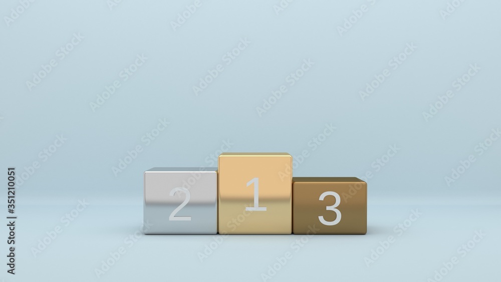 Winner podium rank 1, 2 and 3 with concept of gold, silver and bronze ...