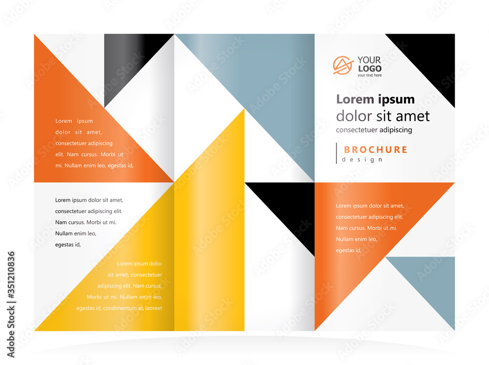 Tri-fold triangles design template cover brochure. Cmyk color profile ...