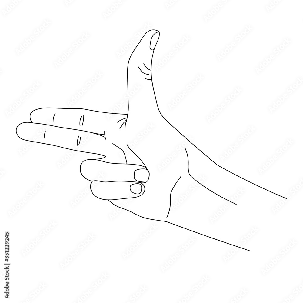 Gesture in the form of the index and middle finger pointing up. Black ...