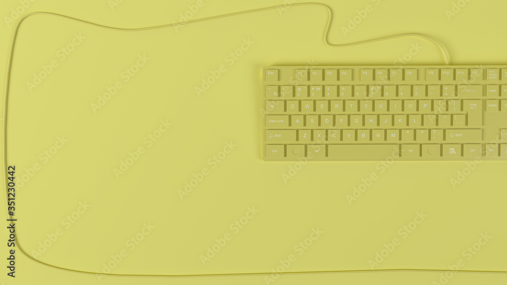 Yellow mockup with a keyboard and a wire Stock Illustration | Adobe Stock