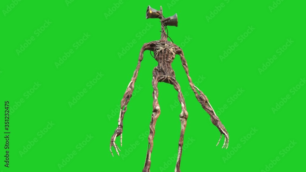 Siren Head Green Screen Looks Around Front 3D Rendering Animation ...
