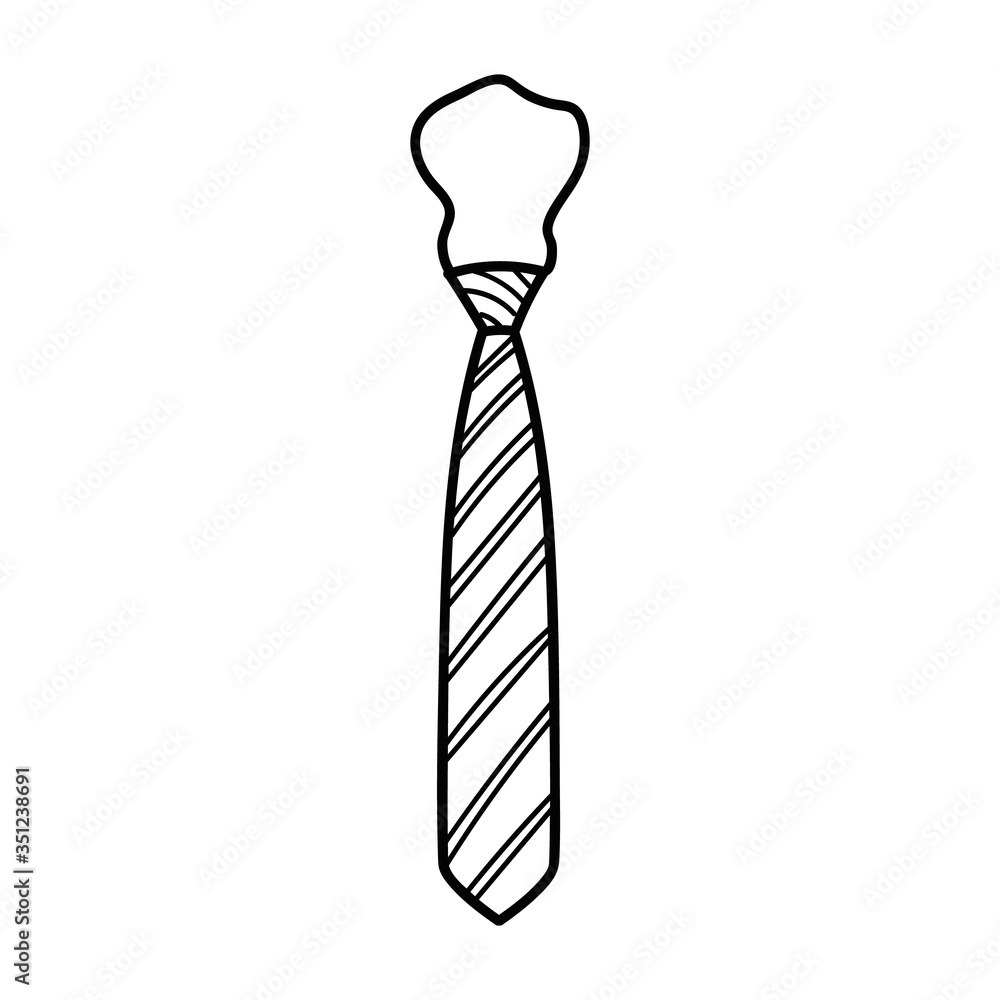Hand drawn tie icon. Sign or symbol Isolated on white background. Black ...