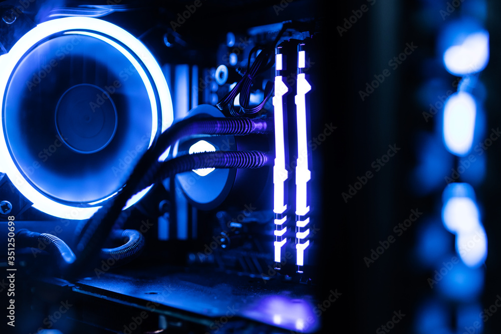 desktop computer case with rgb led lighting Stock Photo | Adobe Stock