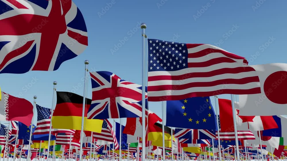 Flags of countries around the world. World national waving flags ...