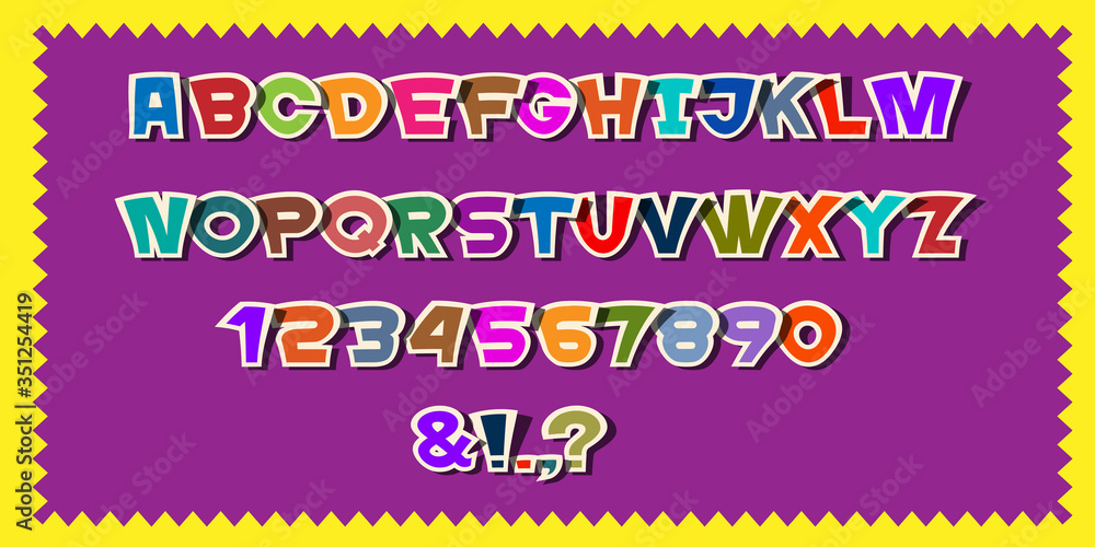 Cute colorful paper alphabet letters,numbers and punctuation marks ...