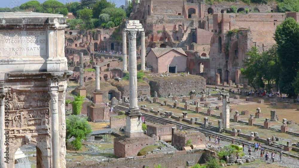 Basilica Julia at the Roman Forum in Rome. The ruins of ancient Rome ...