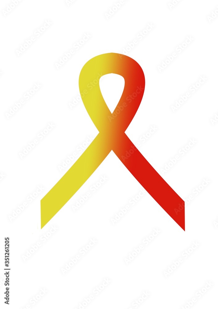 Red-yellow awareness ribbon. Hepatitis C awareness ribbon. World ...