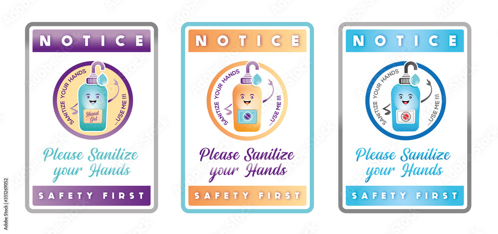 HAND GEL SIGN A4 - Sanitize Your Hands SET of 3 A4 SIGN - VECTOR - JPEG ...