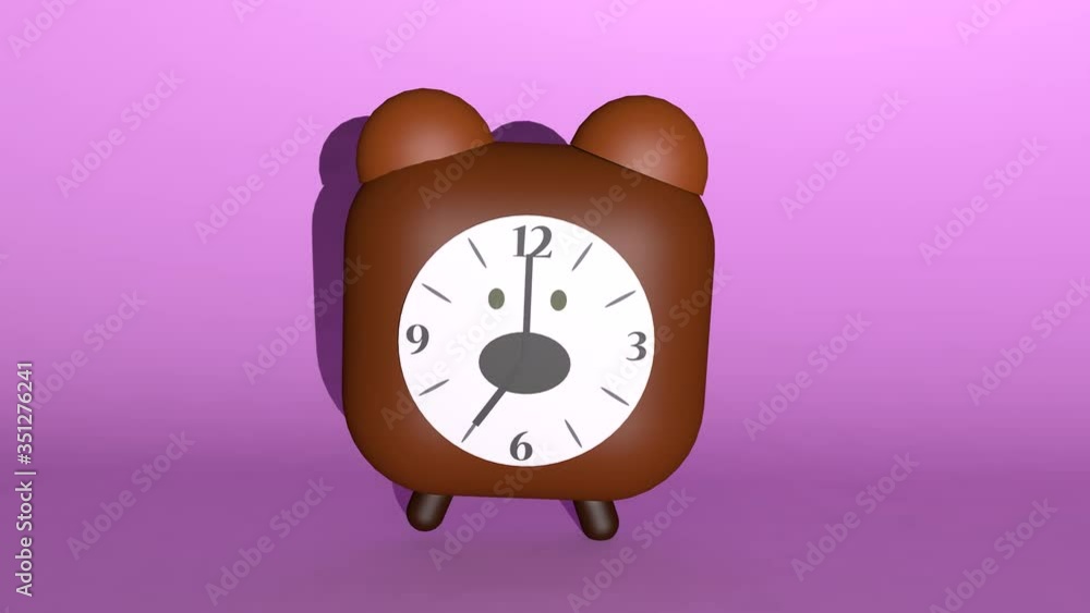 Alarm clock ringing. 3D Render. Cute alarm clock in cartoon style. pink ...