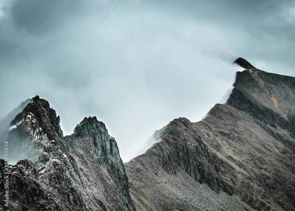 Crib Goch, a famous knife edged ridge line route to the summit of Mount ...