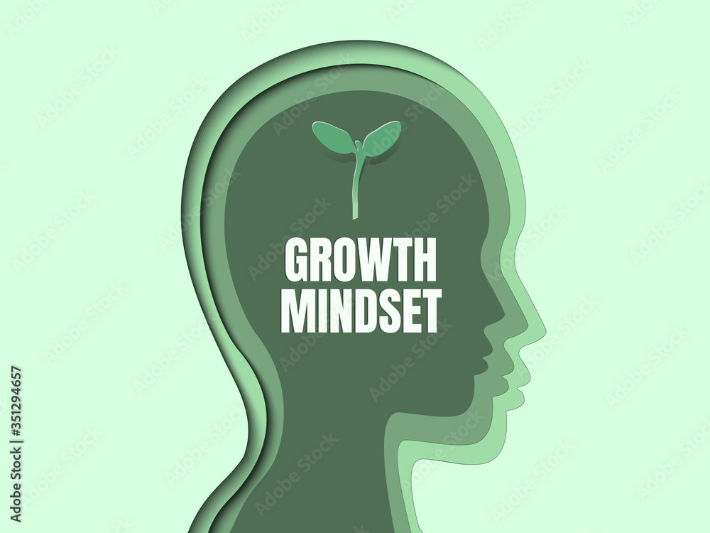 Human head with brain inside. Growth mindset. Mindset Opposite ...