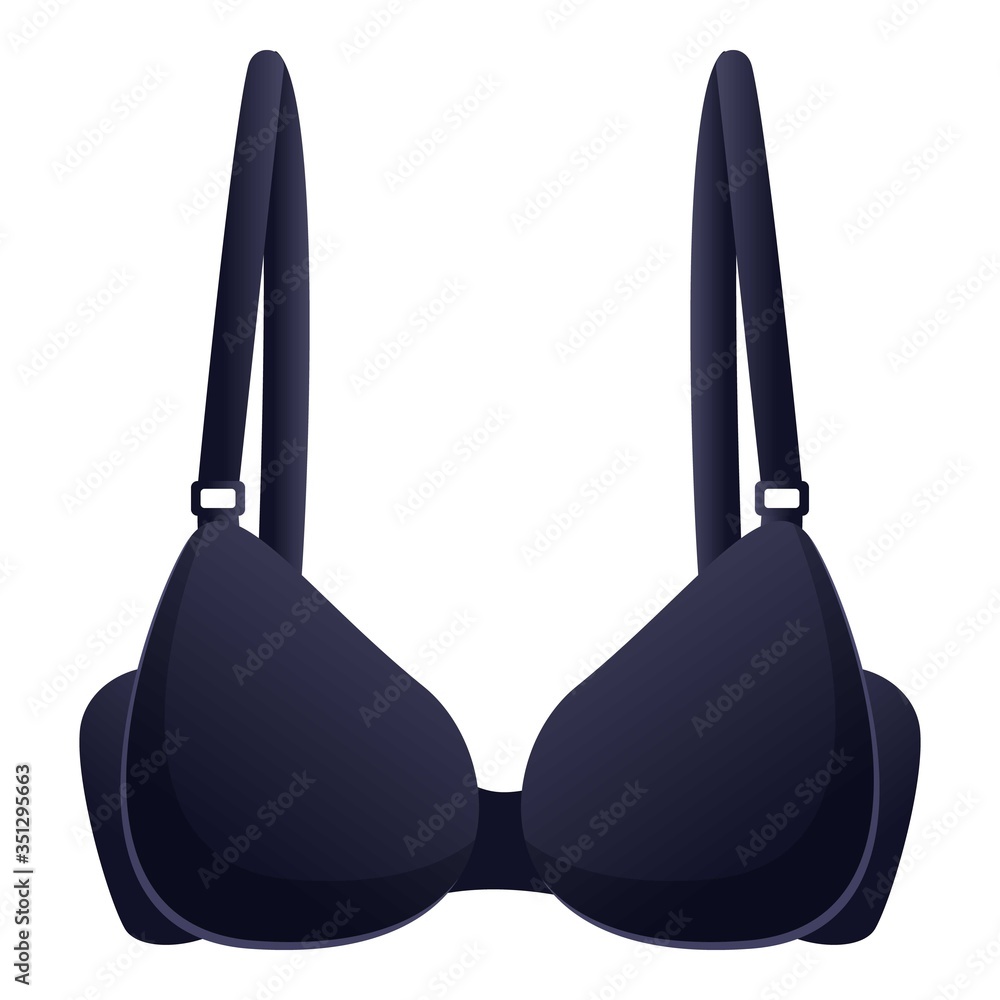 Black bra icon. Cartoon of black bra vector icon for web design ...