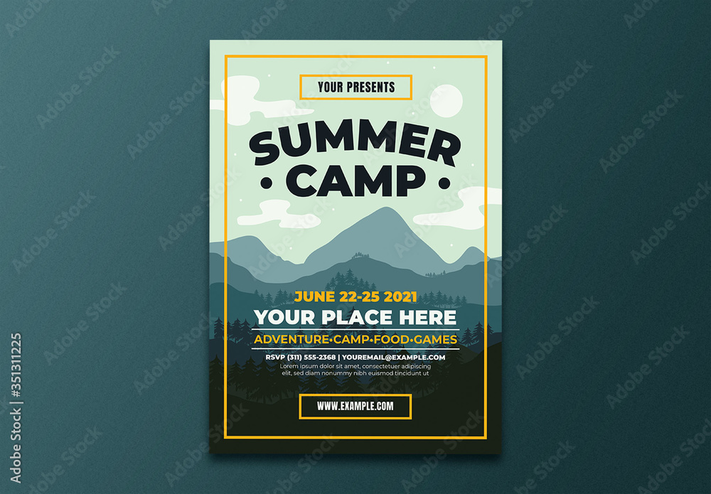 Summer Camp Event Flyer Layout Stock Template | Adobe Stock