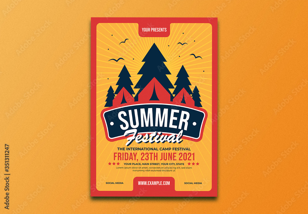 Summer Festival Event Flyer Layout Stock Template | Adobe Stock
