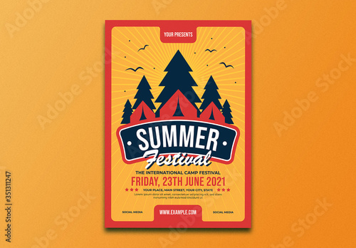 Summer Festival Event Flyer Layout Stock Template | Adobe Stock