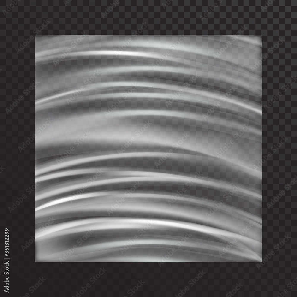 Vector realistic transparent stretched film on a translucent dark ...