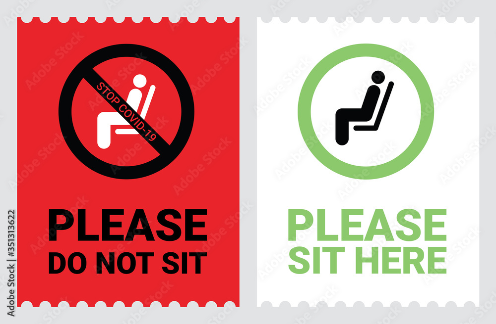 Please do not sit and sit here sign to prevent from Coronavirus or ...
