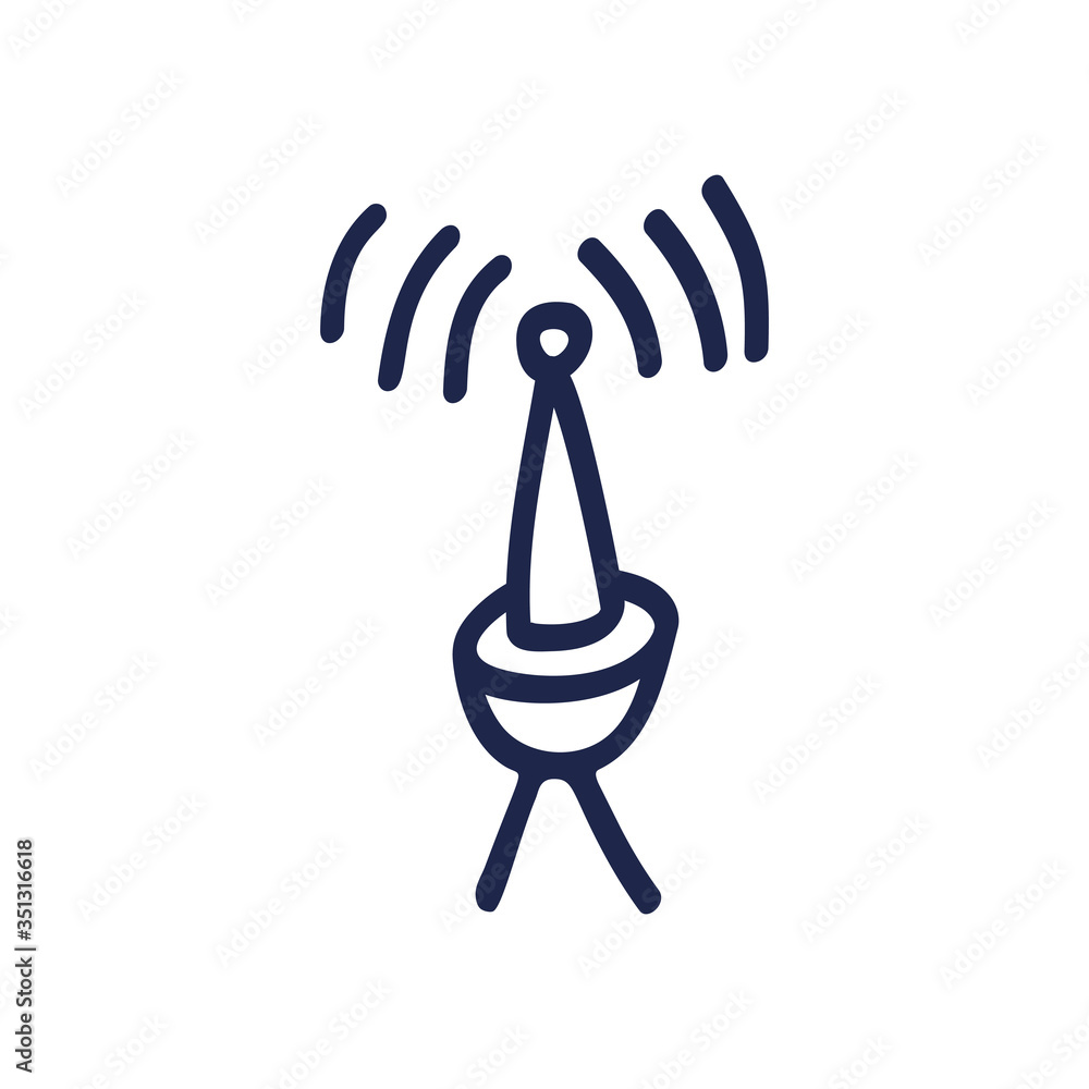 Radio signals waves and light rays, radar, wifi, antenna and satellite ...