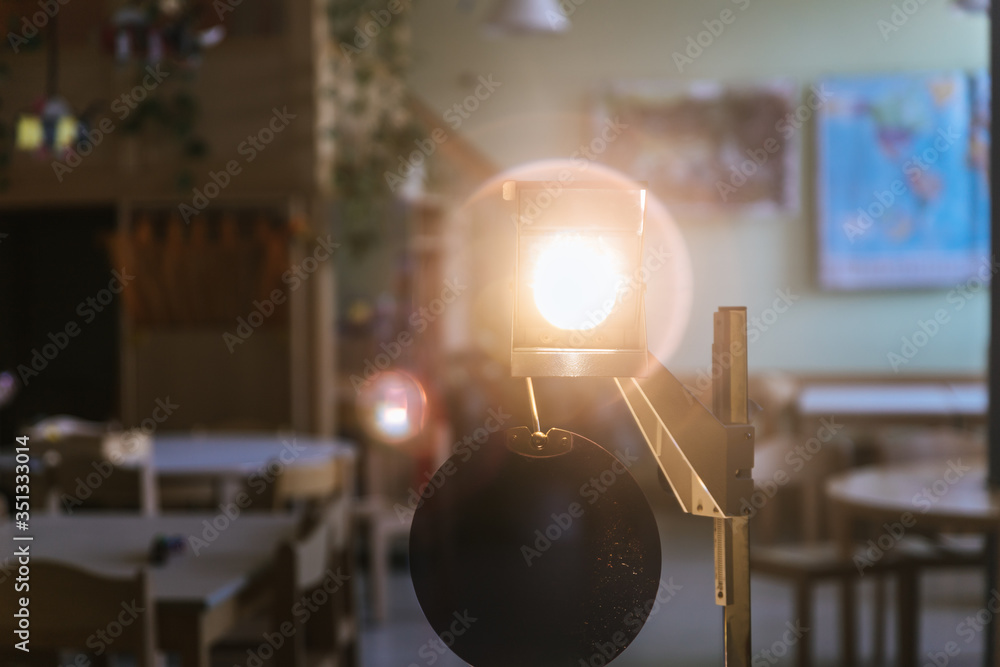 Schooling concept: Retro overhead projector in classroom, educational ...