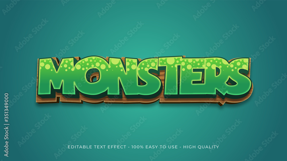 monsters editable text effect Stock Vector | Adobe Stock