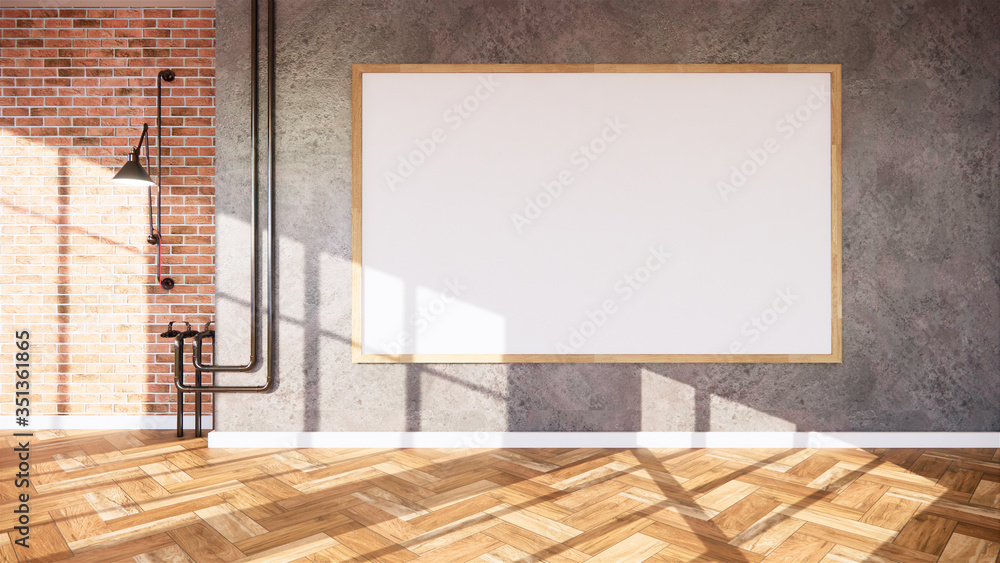 Business room Empty Loft style with white brick and concrete wall ...