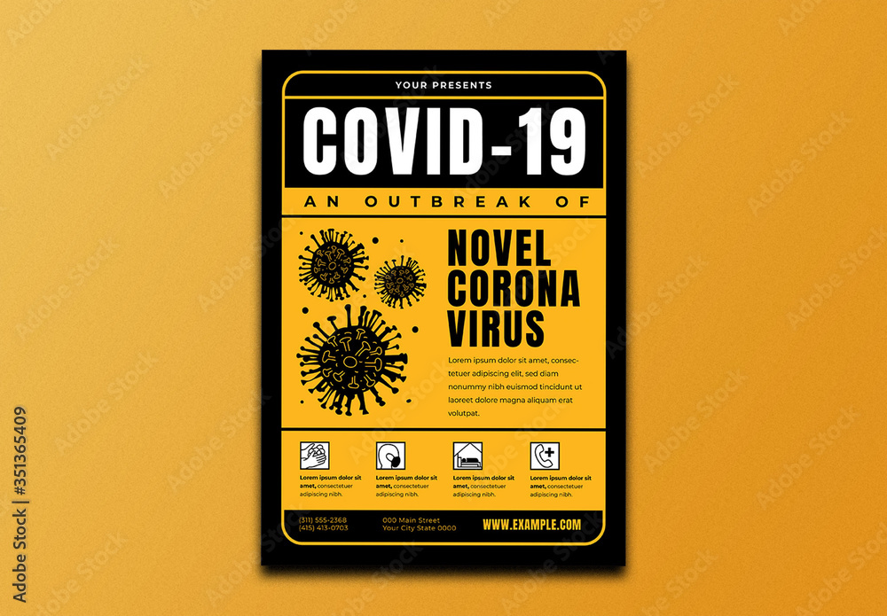 Covid-19 Information Flyer Layout Stock Template | Adobe Stock