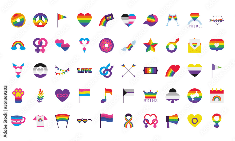 lgbt and pride icon set, flat style Stock Vector | Adobe Stock