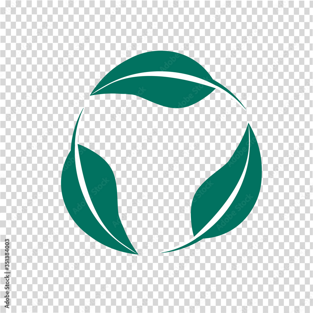 Eco recycling sign. Arrangement of leaves in a circle. Icon of ...
